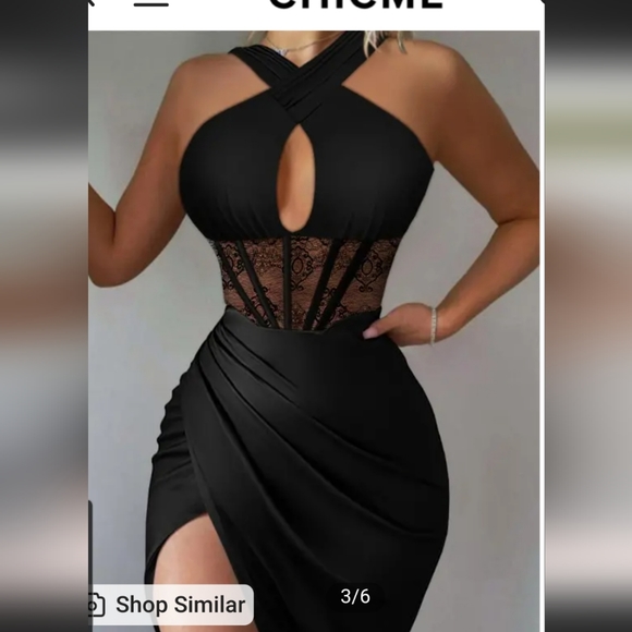 chicme | Dresses | Sexy High Slit Black Corset Halter Dress | Poshmark